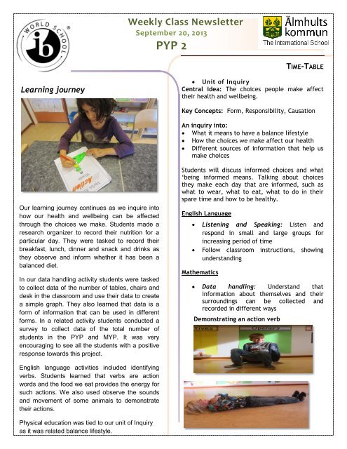 Weekly Class Newsletter