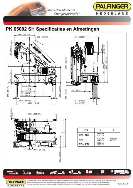 PK 65002 SH Specificaties en Afmetingen - Palfinger