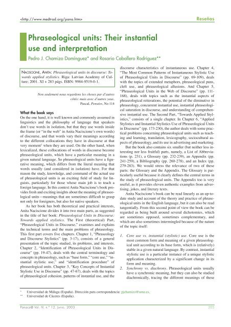 Phraseological units: Their instantial use and interpretation