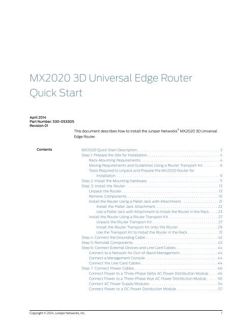 MX2020 3D Universal Edge Router Quick Start