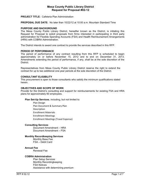 RFP Template - General - Mesa County Libraries