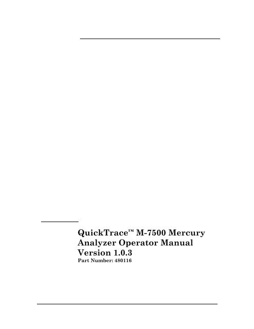 M-7500 Operator's Manual - CETAC Technologies
