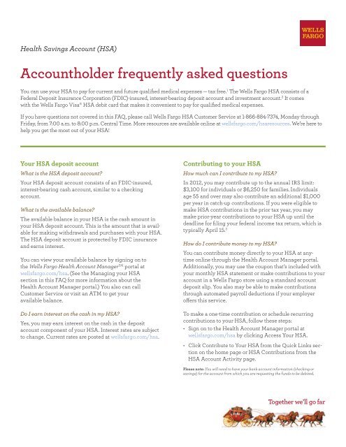 Wells Fargo HSA - FAQ's - Teradyne