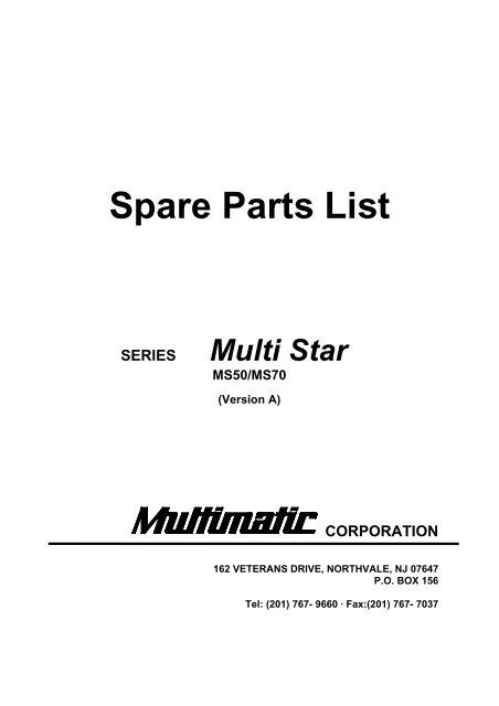 Spare Parts List - Multimatic-USA.com