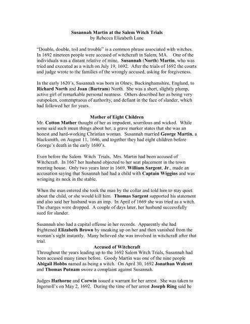 Susannah Martin at the Salem Witch Trials - Blaisdell Family ...