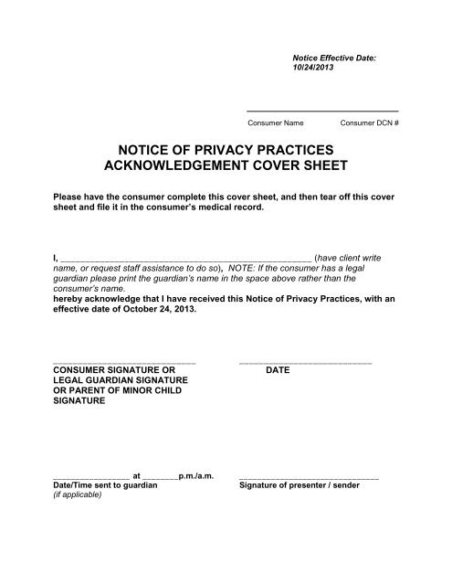 Privacy Notice Letter To Attach To Privacy