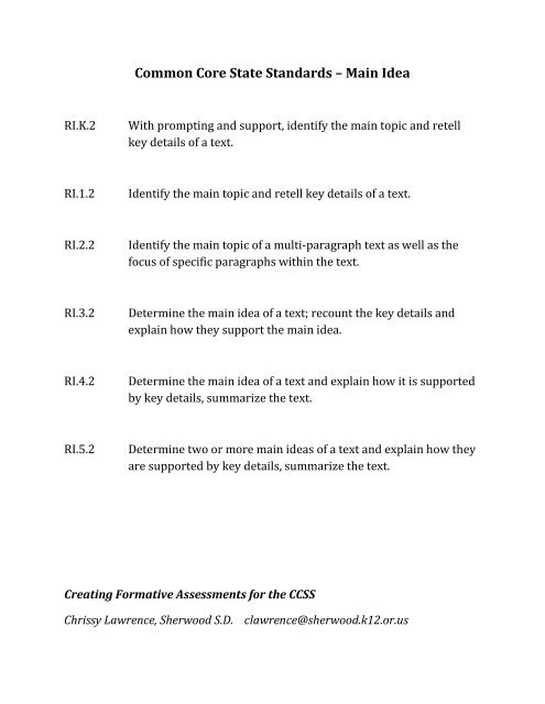 Common Core State Standards â Main Idea