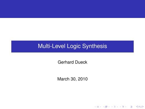 Multi Level Logic Synthesis 