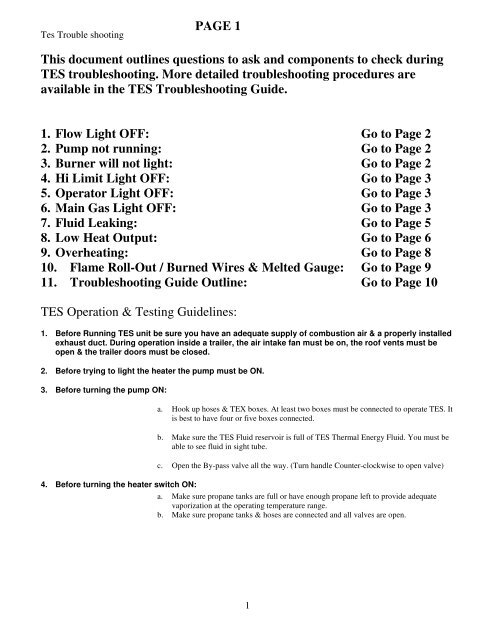 Printable Troubleshooting Guide - TES - Thermal Energy Systems
