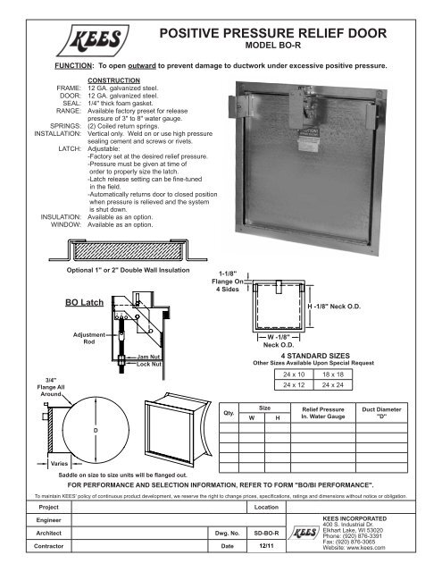 POSITIVE PRESSURE RELIEF DOOR