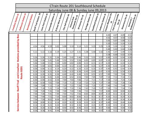 CTrain 201 June 8-9 schedule - Calgary Transit