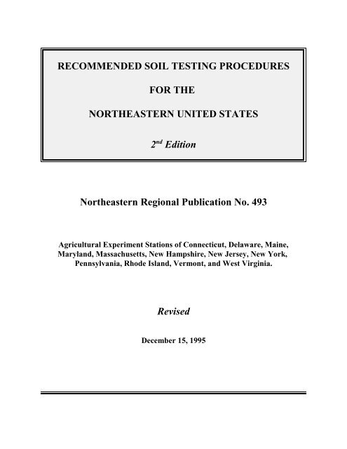 RECOMMENDED SOIL TESTING PROCEDURES FOR THE ...