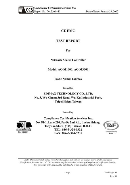 CE EMC TEST REPORT - Edimax