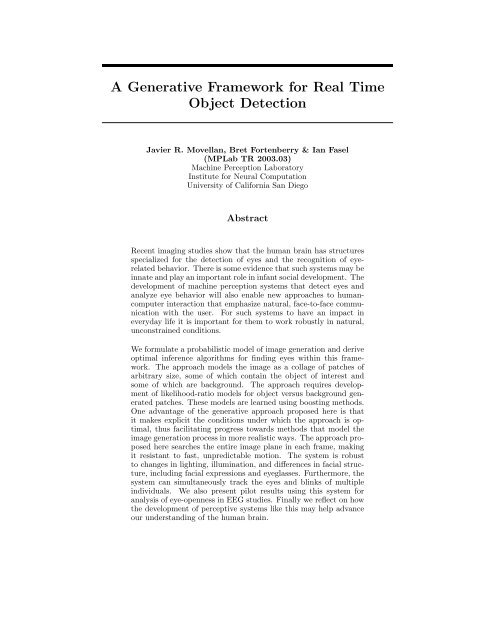 A Generative Framework For Real Time Object Detection Machine