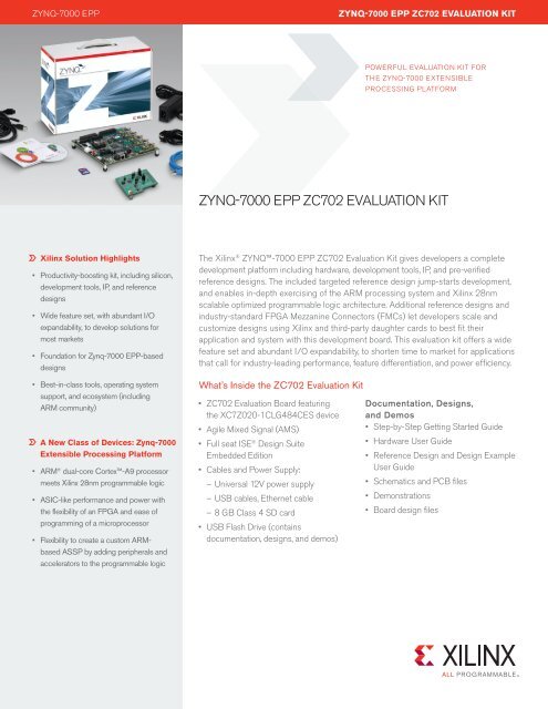 Zynq 7000 Epp Zc702 Evaluation Kit Product Brief Xilinx 9332