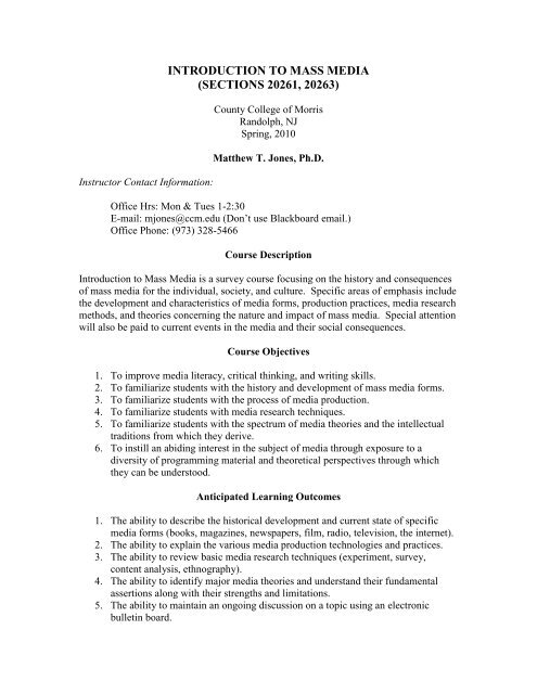 introduction to mass media - Matt's Media Research