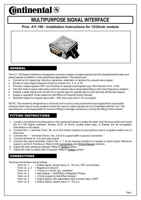 MULTIPURPOSE SIGNAL INTERFACE - Howard Instruments