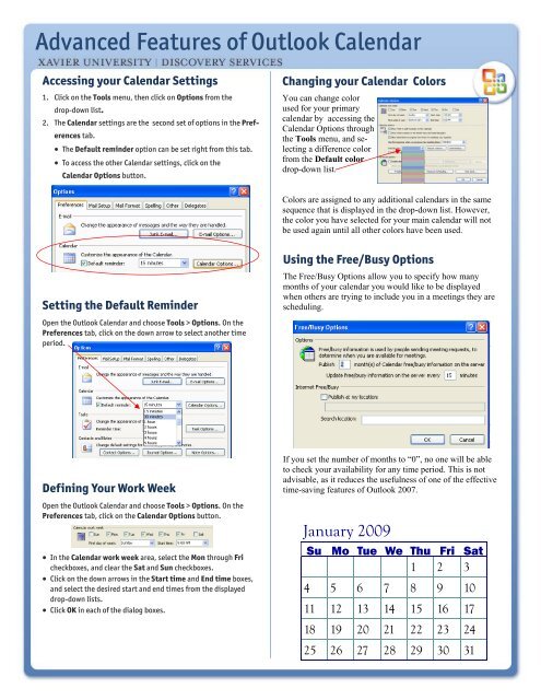 Focus on Outlook Calendar Quick Reference card.pub