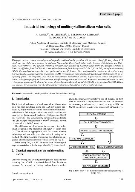 Industrial technology of multicrystalline silicon solar cells
