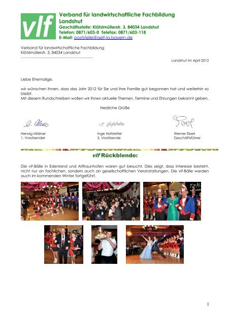 Rundbrief - Verband für landwirtschaftliche Fachbildung in Bayern eV