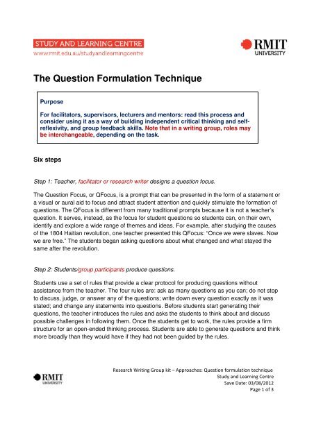 The Question Formulation Technique