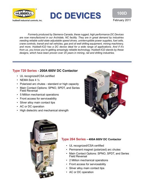 DC Devices - Hubbell Industrial Controls