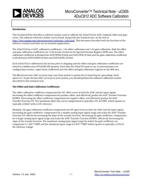 MicroConverterTM Technical Note - uC005 ADuC812 ADC Software ...