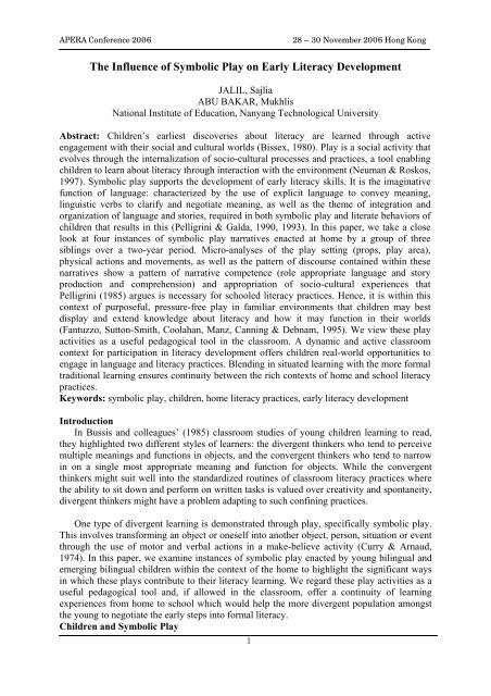 The Influence of Symbolic Play on Early Literacy Development