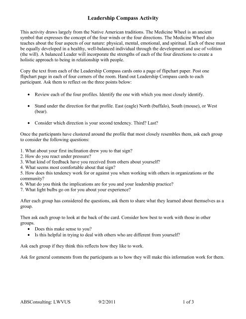 Leadership Compass Activity