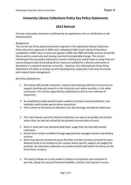 Paper A - Minutes of Previous Meeting - College Library Committee