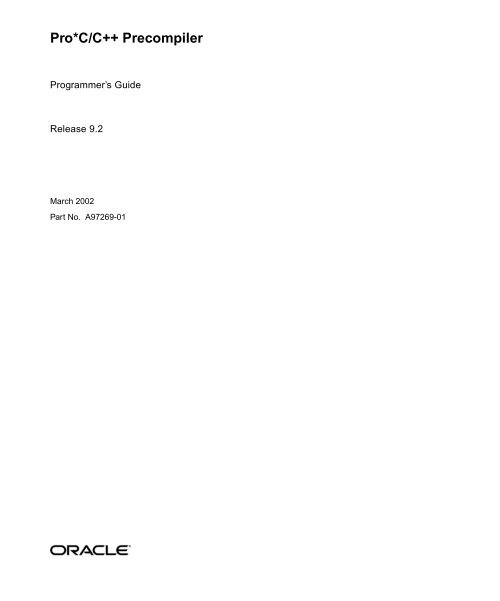 Procc Precompiler Programmers Guide Oracle Documentation