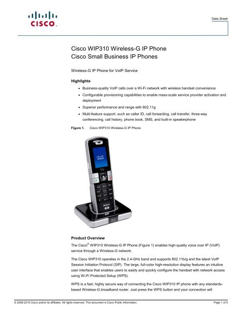 Cisco WIP310 Wireless-G IP Phone Cisco Small Business IP Phones
