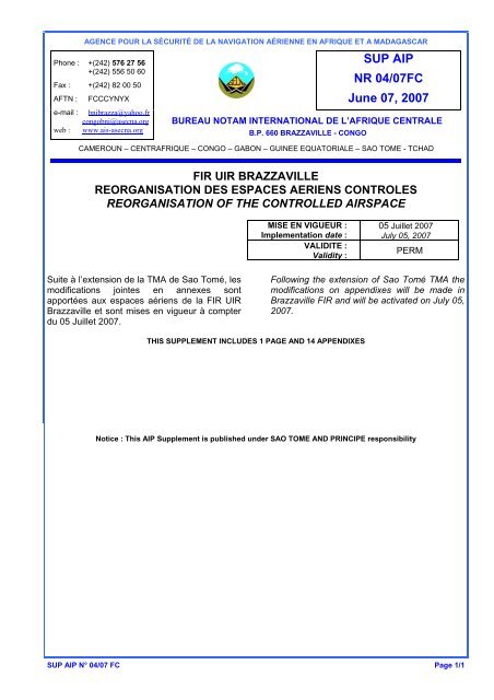 SUP AIP 04/07 FC - FIR UIR BRAZZAVILLE ... - ais asecna