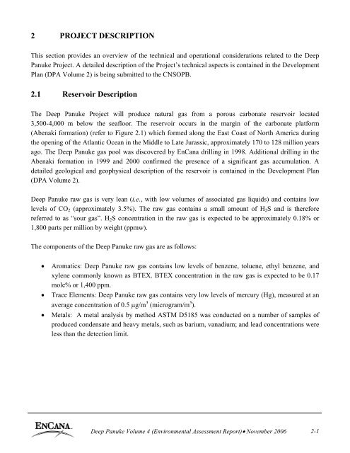 Deep Panuke Project Description - Encana