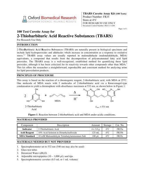 2-Thiobarbituric Acid Reactive Substances (TBARS) - BioNovus Life ...