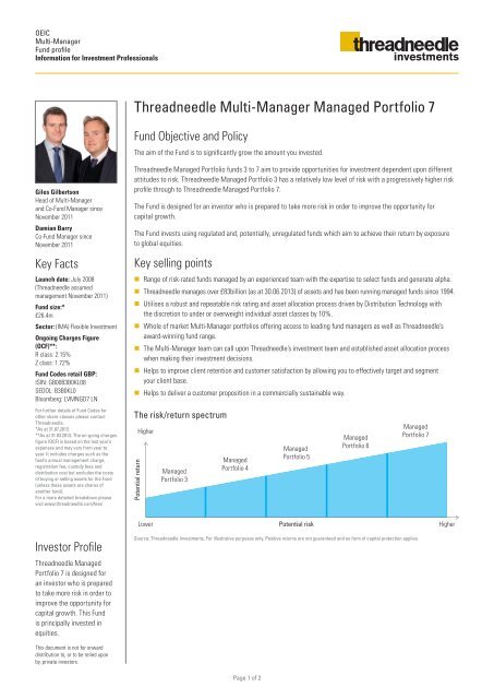 Multi-Manager Managed Portfolio 7 fund profile - Threadneedle ...