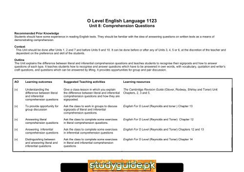 O Level English Language 1123 - StudyGuide.PK