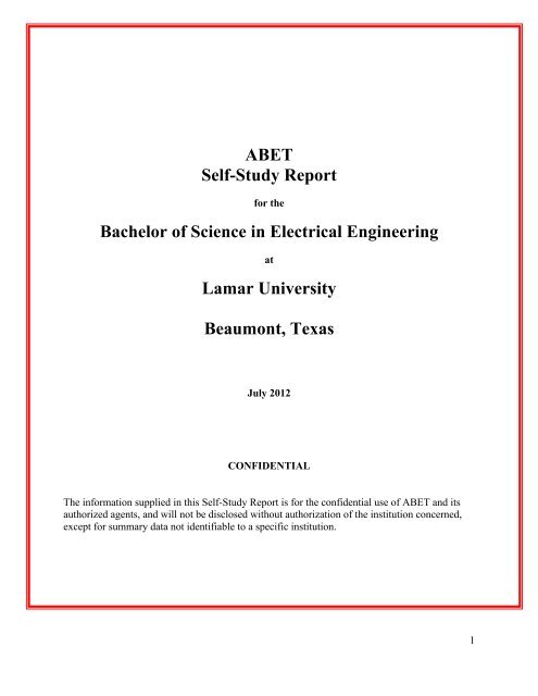 LUEE 2012 Self-Study Report (PDF) - Lamar University Electrical ...