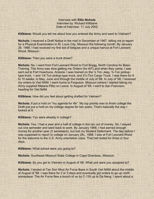 Ellis Nichols, driver - Transportation Home - U.S. Army