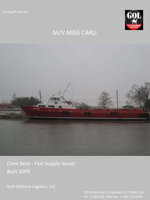 m/v miss carli 130' fsv - Gulf Offshore Logistics