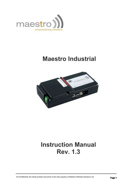 Maestro Industrial Instruction Manual Rev. 1.3 - Maestro GSM modem
