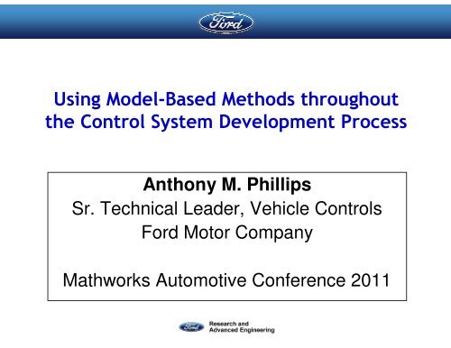 Using Model-Based Methods throughout the Control ... - MathWorks