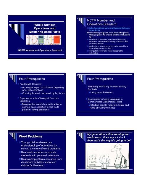 Whole Number Operations and Basic Facts