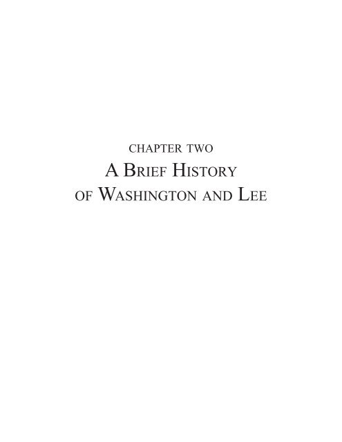 A BRIEF HISTORY OF WASHINGTON AND LEE - Society for ...