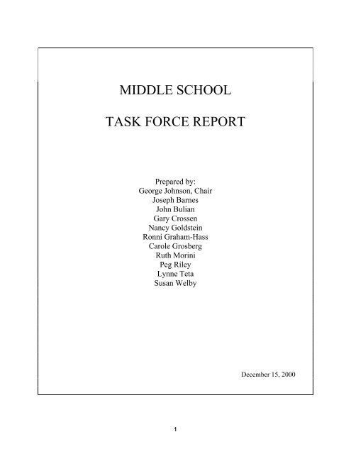 Pollard Task Force Report 2000 - Needham Public Schools