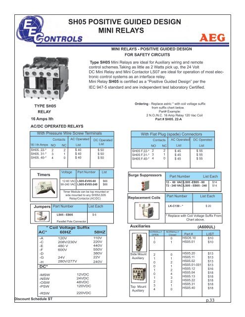 SH05 POSITIVE GUIDED DESIGN MINI RELAYS - EE Controls.com