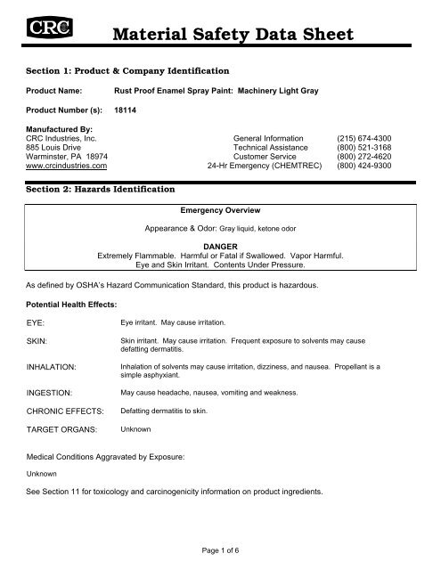 MSDS - CRC Industries