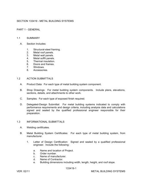 METAL BUILDING SYSTEMS PART 1