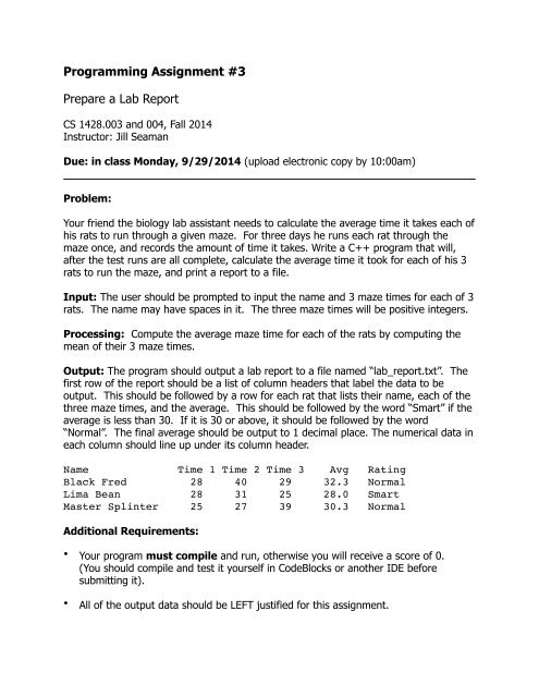 Programming Assignment #3 Prepare a Lab Report Programming Assignment #3 Prepare a Lab Report