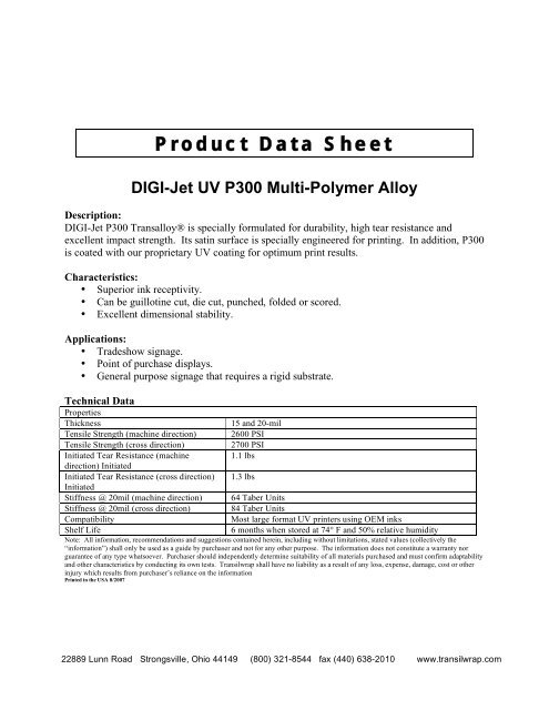 Product Data Sheet